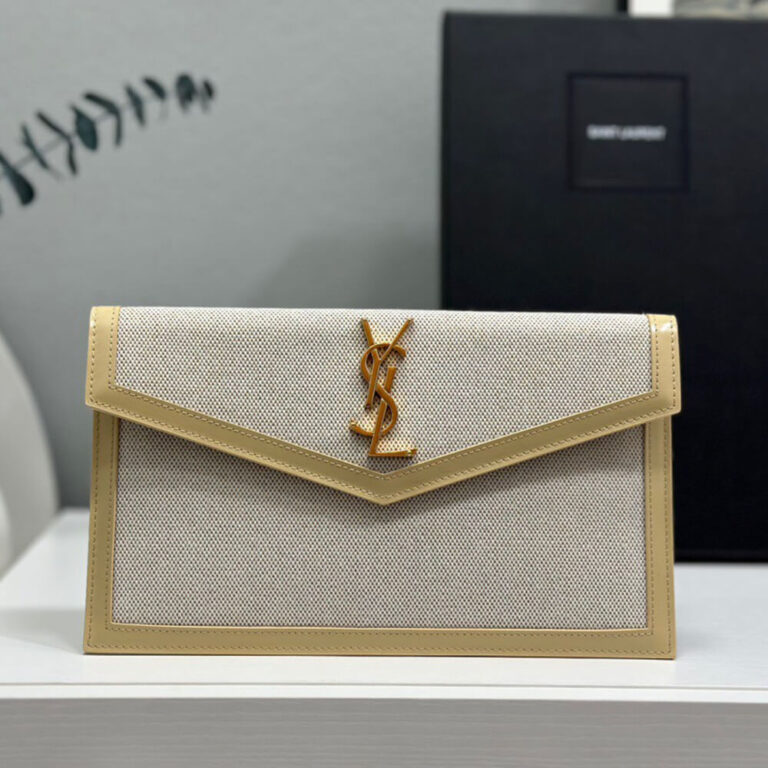 YSL uptown pouch in canvas and leather – Designer Handbags
